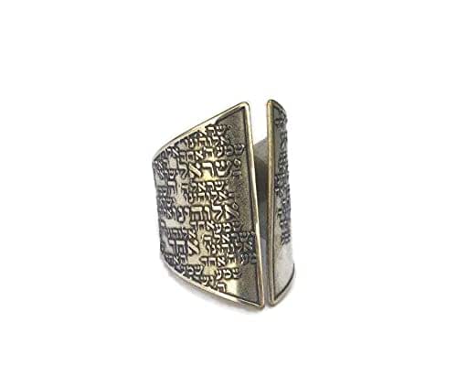 Amazon.com: Jewish ring engraved with hebrew prayer Shema Israel, 925 ...
