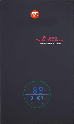 FVSTR TK09 Black Electric Tankless Water Heater with Glass Panel, 9.0KW ...