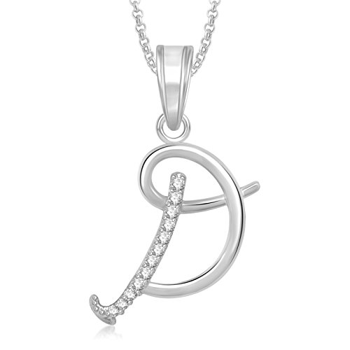 MEENAZ Silver Plated 'D' Letter Alphabet Jewellery Necklace Pendant ...