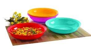 Buy Tupperware Expression Plastic Flat Bowl Set, 4-Pieces, Multicolour ...