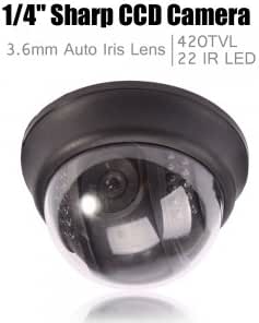 Amazon.com : 1/4" HD SHARP CCD 420TVL Dome 22IR LED Indoor Security ...