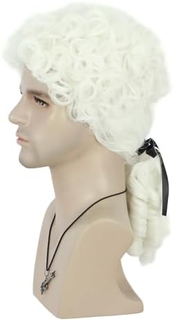 Amazon.com: VGbeaty Adult Judge Colonial Powdered Wig Long Curly White ...