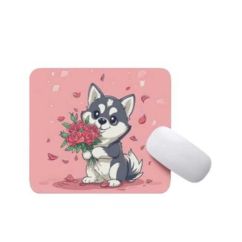 Amazon.com: Mouse Pad Dog with Bouquet Mouse Pad Puppy with Flowers ...