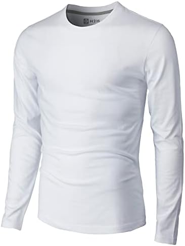 H2H Men's Lightweight and Comfortable Crew Neck T-Shirt White US L/Asia ...