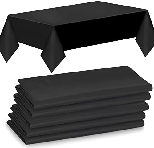 Songaa Disposable Plastic Tablecloths 5 Pcs, Plastic Rectangle Pure Black Tablecloths ...