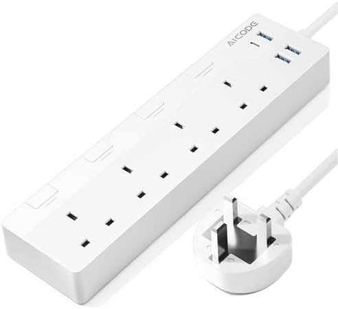 4 Way Extension Lead with USB Slots,AICODE Surge Protected Extension ...