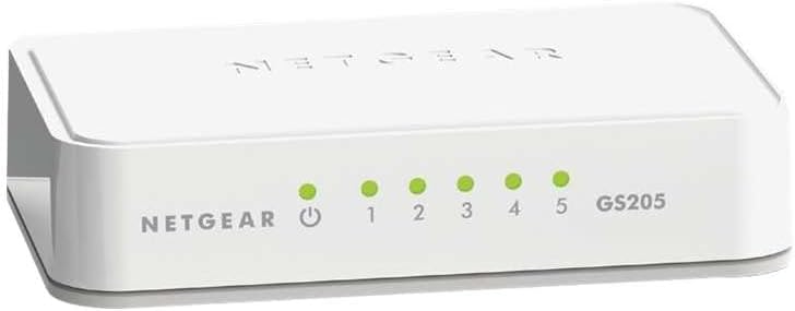 Netgear GS205-100PES Gigabit Ethernet Switch, 5 Porte Gigabit, Bianco ...