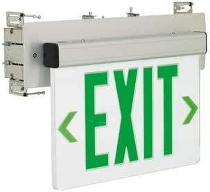 Green LED Wall Mount Recessed Edge-Lit Exit, 2-Circuit, White, Alum ...