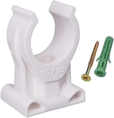 SKIR'CO Pipe Clips, White, 10 Pack, 16-18 mm, Plastic, Simple Mounting ...