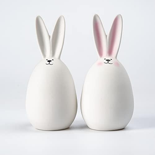 Amazon.com: Ceramic White Rabbits Easter Bunny Rabbits Bunny Decoration ...