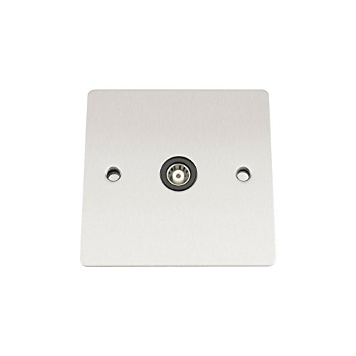 TV Coaxial Aerial Socket Single 1 Gang – Satin Matt Chrome Flat – Black ...