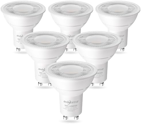 SHINESTAR 6-Pack MR16 LED Bulb, GU10 Base, 5.5W (50W Equivalent), 3000K ...
