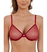 Wingslove Women's Sexy Lace Bra Demi Sheer Mesh Balconette See Through Bralette Unlined ...