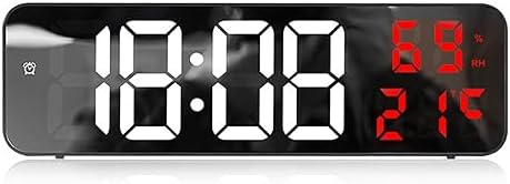 LED Digital Clock 9" Mirror Digital Wall Clock Large Display LED Wall ...