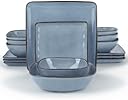 Amazon.com: Famiware Dinnerware Sets for 4, Ocean Square 12-Piece ...