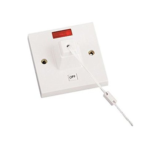 45A Bathroom Shower Control Pull Cord Switch Ceiling White Double Pole ...