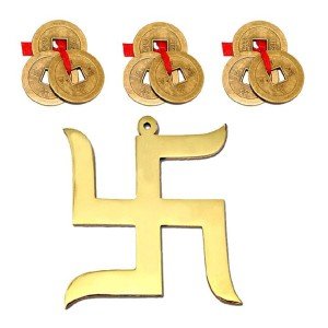 Buy KP Mart Swastik Hindu Lucky Auspicious Symbol Swastika Pure Brass ...