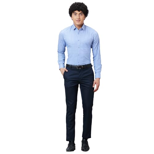 Raymond Men's Pure Cotton Checks Pattern Slim Fit Regular Collar Full ...