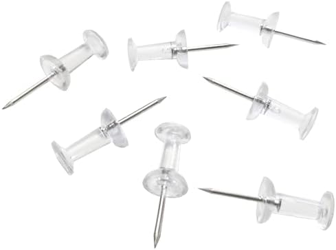 Amazon.com: Thumbnails Push Pins Tacks, Clear Plastic Top, Steel Point ...