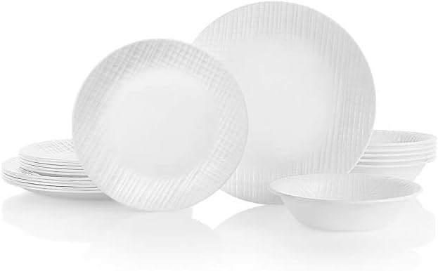 Amazon.com | Corelle® Linen Weave 18-piece Dinnerware Set, Service for ...