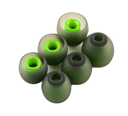 YTM 6 Pcs (3 Pair) Green, Grey Double Color Silicon Earbuds, Eartips ...