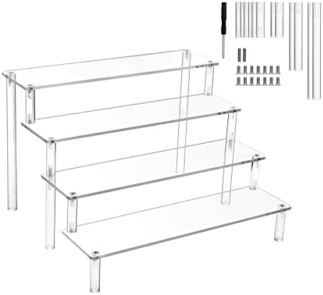 Worown Acrylic Riser Shelf, 2-Tier Clear Display Stand, Clear Display ...