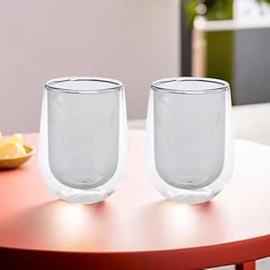Buy UMAI Double Wall Borosilicate Glass Coffee Mug | Cups Set of 2-190ml Each | High Thermal ...