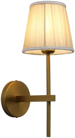 Pathson Vintage Fabric Wall Sconce Khaki Gauze Lampshade, Hardwired ...