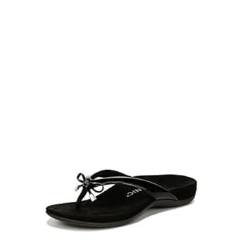 Vionic Women's Rest Bella II Toepost Sandal., Black Patent, 6 Wide ...