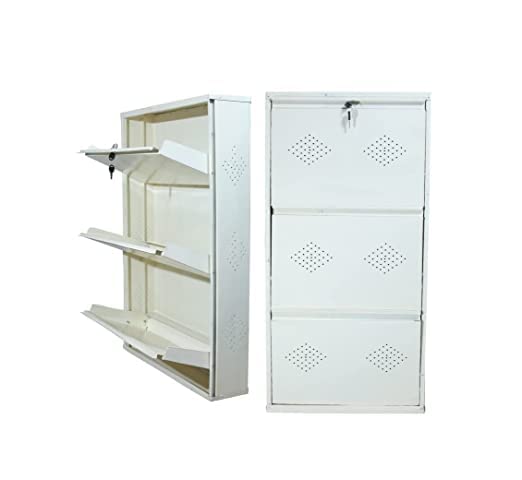 SHOe DeN Regular 3 Rack Completely Powder Coated Comes With Lock (6 ...