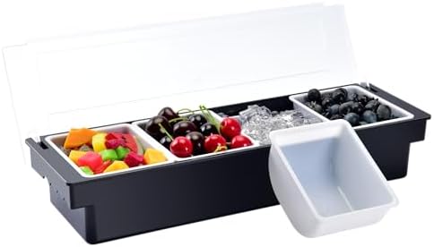 Amazon.com | 4 Compartment Condiment Server Caddy,Divided Serving Container with Ice Chamber,Ice ...