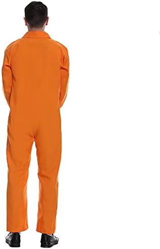 Amazon.com: Prisoner Jumpsuit with handcuffs Halloween Mens Costume ...