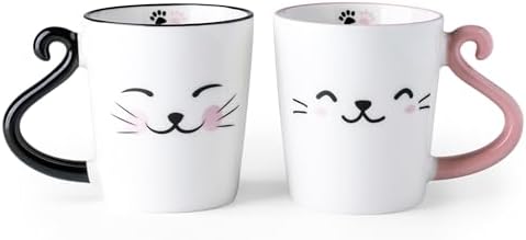 Amazon.com: yarlung Set of 4 Cat Mug with Handle, 12 Oz Cute Ceramic ...