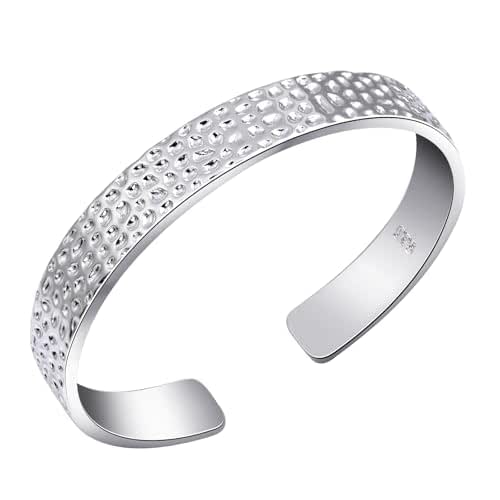 Amazon.com: Handmade Hammered Cuff Bracelets 925 Sterling Silver ...