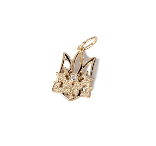 Amazon.com: Ukrainian Trident pendant in 14k solid gold with moissanite ...