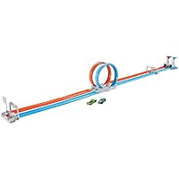 Hot Wheels Double Loop Dash Track Set with 2 Toy Cars in 1:64 Sca