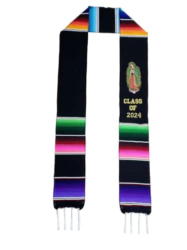 Amazon.com: Mexican zarape sarape graduation sash Virgin in the middle ...