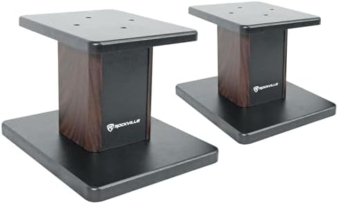 Amazon.com: Rockville RHT8D Desktop Speaker Stands, Dark Wood, 66 lbs ...