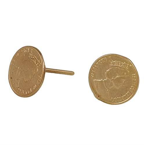Amazon.com: Coin Stud Earrings Dainty 8mm Coin Gold Filled Earrings ...