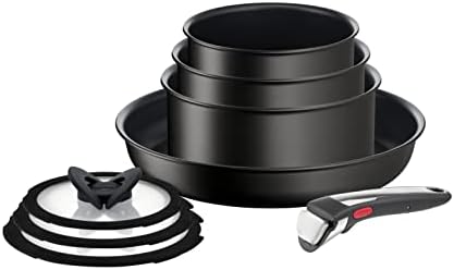 Tefal Daily Chef L7629542 22-Piece Induction Cookware Frying Pan & Sauce Pan Set, Black : Amazon ...