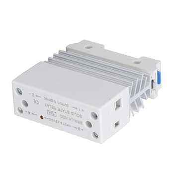 Relé de Estado Sólido Entrada DC 3-32V Saída 5-220V 10A Trilho Monofásico SSR Dissipador de ...