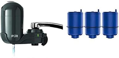 PUR Faucet Mount Water Filtration System with 4 Filters, Black: Amazon ...
