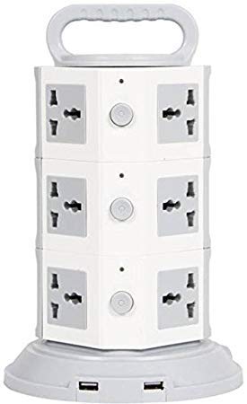 OnlineWorld Tower Spike Buster 3 Floor 3 USB 12 Socket Surge Protector ...