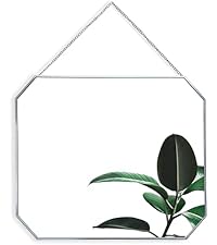 GreyZouq Large Silver Round Metal Rimmed Wall Mirror with Chain (50cm ...