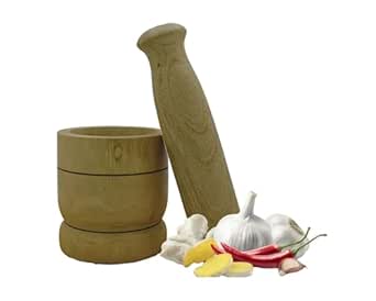 Buy FernHaus Wooden Handcrafted Mortar and Pestle Set, Imam Dasta/Ohkli ...