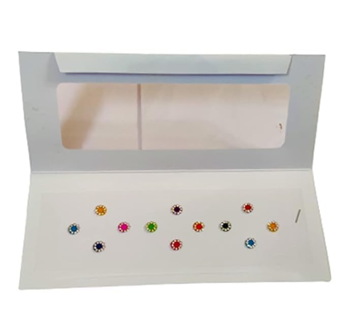 Sticker Kumkum Forehead Dark Red Round Bindis Velvet Bindi Box with 15 ...