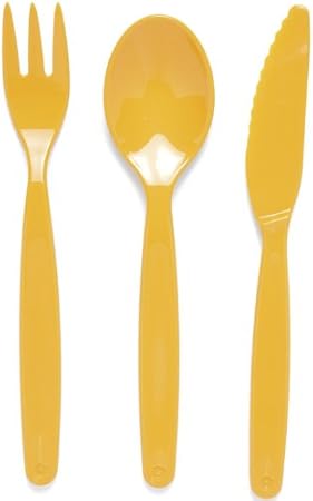 Small Cutlery Set - Yellow Reusable Virtually Unbreakable : Amazon.co ...