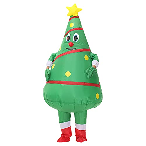 EEkiiqi Christmas Inflatable Christmas Tree Costume Christmas Blow-Up ...
