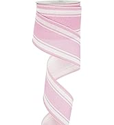 Amazon.com: HUIHUANG Pink Wired Satin Ribbon with Glitter Stripe Edges ...