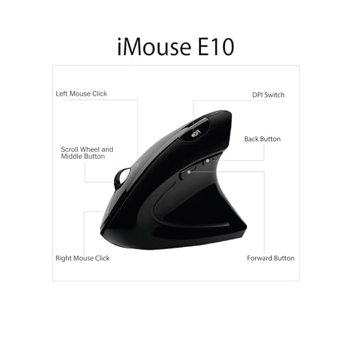 Adesso iMouse E10 - Vertical Ergonomic Optical 6-Button 2.4 GHz RF ...
